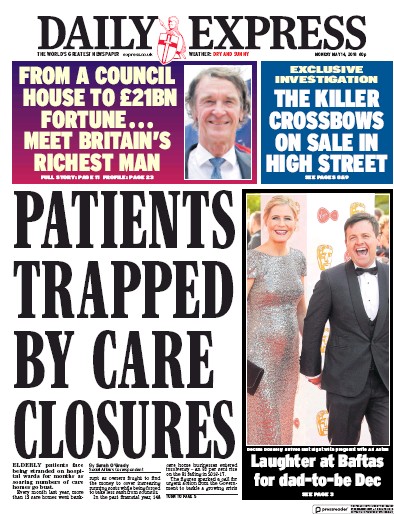 Daily Express (UK) Front Page for 14 May 2018 | Paperboy Online Newspapers