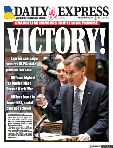 Daily Express (UK) Front Page for 18 November 2022 | Paperboy Online ...
