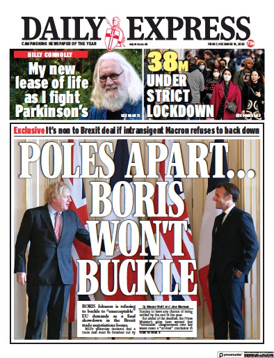 Daily Express (UK) Front Page for 18 December 2020 | Paperboy Online ...