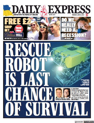 Daily Express (UK) Front Page for 22 June 2023 | Paperboy Online Newspapers