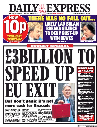 Daily Express (UK) Front Page for 23 November 2017 | Paperboy Online ...