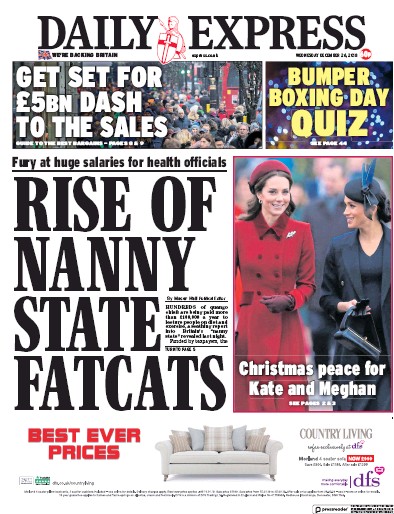 Daily Express (UK) Front Page for 26 December 2018 | Paperboy Online ...