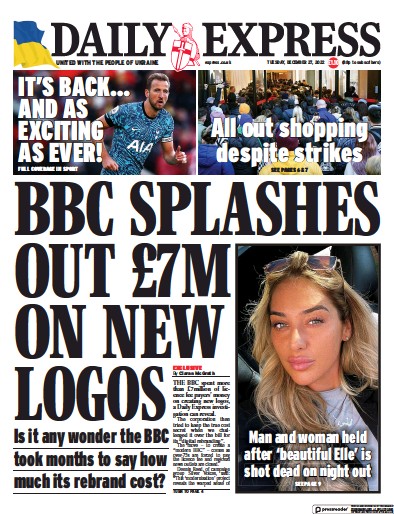 Daily Express (UK) Front Page for 27 December 2022 | Paperboy Online ...