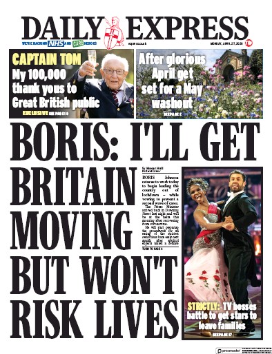 Daily Express (UK) Front Page for 27 April 2020 | Paperboy Online ...
