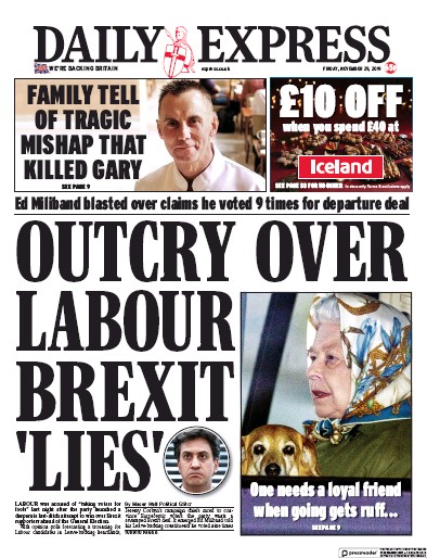 Daily Express (UK) Front Page for 29 November 2019 | Paperboy Online ...