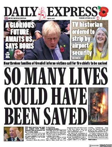 Daily Express (UK) Front Page for 31 October 2019 | Paperboy Online ...