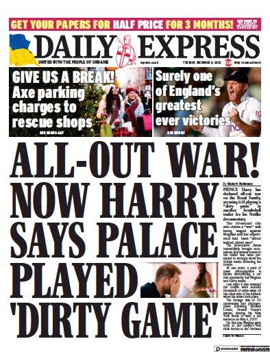 Daily Express (UK) Front Page for 6 December 2022 | Paperboy Online ...