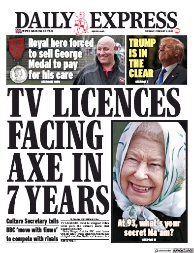 Daily Express (UK) Front Page for 6 February 2020 | Paperboy Online ...