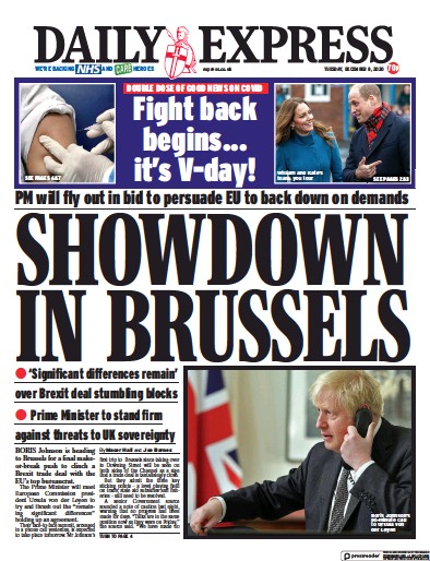 Daily Express (UK) Front Page for 8 December 2020 | Paperboy Online ...