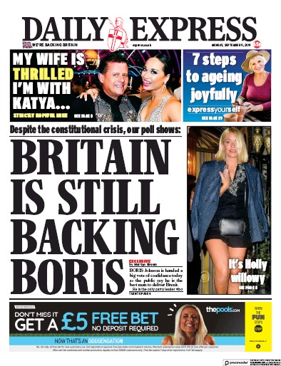 Daily Express (UK) Front Page for 9 September 2019 | Paperboy Online ...