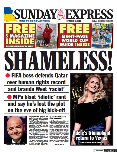 Daily Express Sunday (UK) Front Page for 20 November 2022 | Paperboy ...