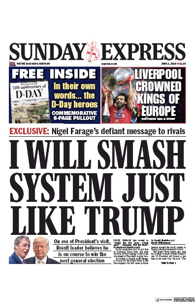 Daily Express Sunday (UK) Front Page for 2 June 2019 | Paperboy Online ...