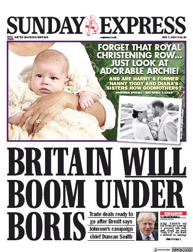 Daily Express Sunday (UK) Front Page for 7 July 2019 | Paperboy Online ...