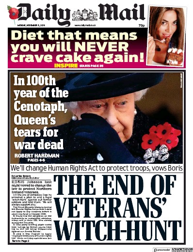 Daily Mail (UK) Front Page for 11 November 2019 | Paperboy Online ...
