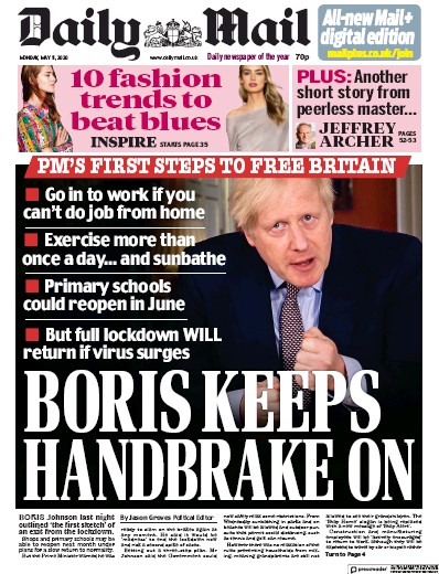Daily Mail (UK) Front Page for 11 May 2020 | Paperboy Online Newspapers