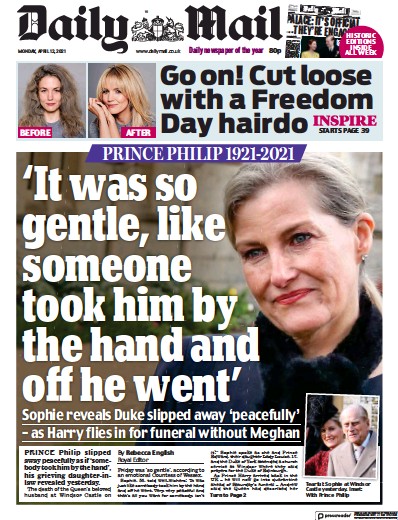 Daily Mail (UK) Front Page for 12 April 2021 | Paperboy Online Newspapers