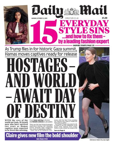Daily Mail (UK) Front Page for 13 October 2025 | Paperboy Online Newspapers