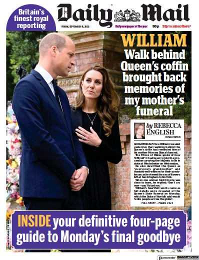 Daily Mail (UK) Front Page for 16 September 2022 | Paperboy Online ...