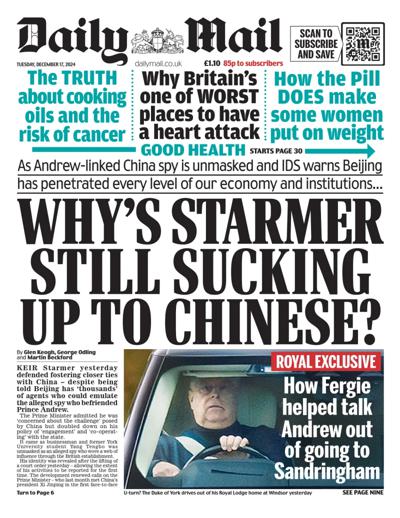 Daily Mail (UK) Front Page for 17 December 2024 | Paperboy Online ...