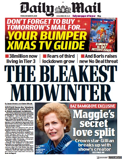 Daily Mail (UK) Front Page for 18 December 2020 | Paperboy Online ...