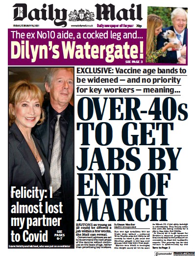 Daily Mail (UK) Front Page for 19 February 2021 | Paperboy Online ...