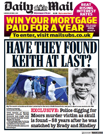 Daily Mail (UK) Front Page for 1 October 2022 | Paperboy Online Newspapers