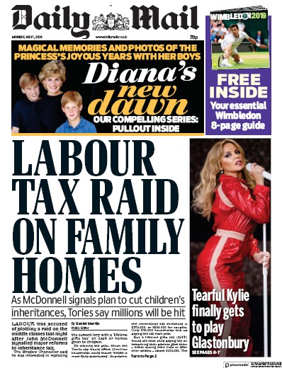 Daily Mail (UK) Front Page for 1 July 2019 | Paperboy Online Newspapers
