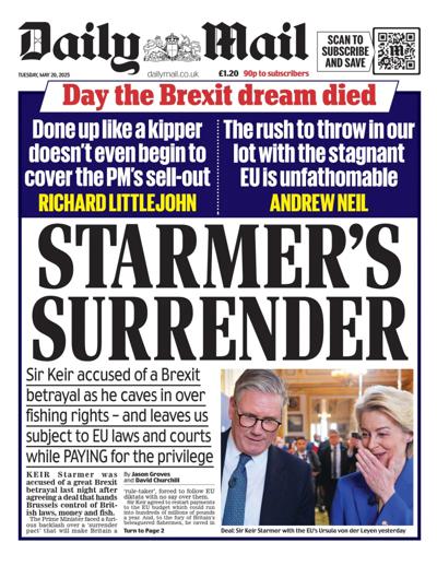 Daily Mail (UK) Front Page for 20 May 2025 | Paperboy Online Newspapers