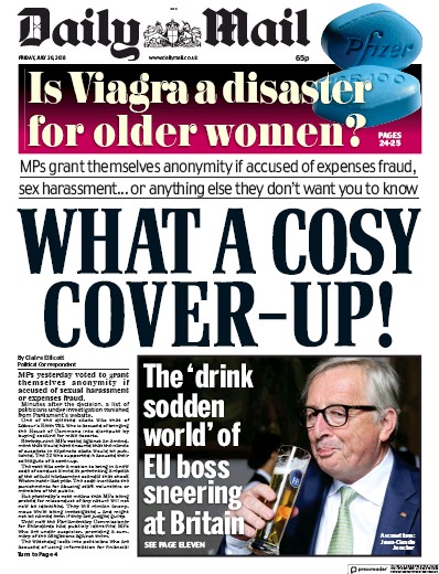 Daily Mail (UK) Front Page for 20 July 2018 | Paperboy Online Newspapers