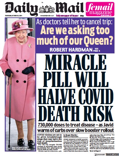 Daily Mail (UK) Front Page for 21 October 2021 | Paperboy Online Newspapers