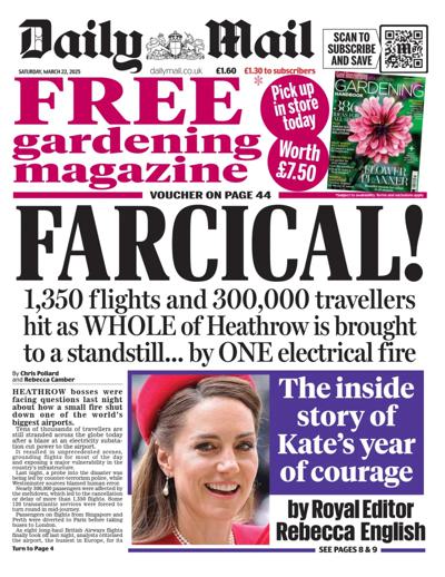 Daily Mail (UK) Front Page for 22 March 2025 | Paperboy Online Newspapers