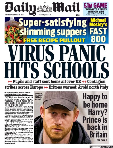 Daily Mail (UK) Front Page for 26 February 2020 | Paperboy Online ...