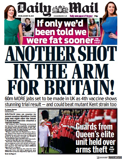 Daily Mail (UK) Front Page for 29 January 2021 | Paperboy Online Newspapers