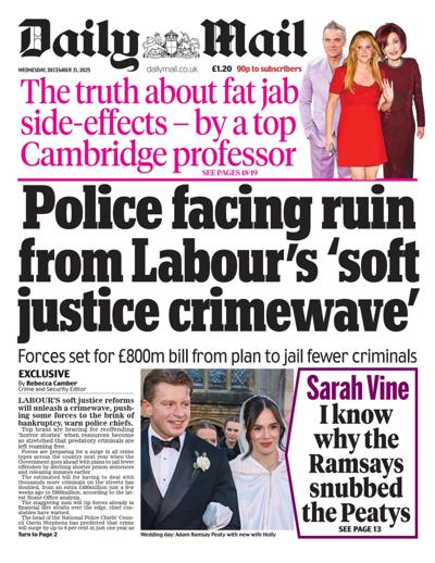 Daily Mail (UK) Front Page for 31 December 2025 | Paperboy Online ...