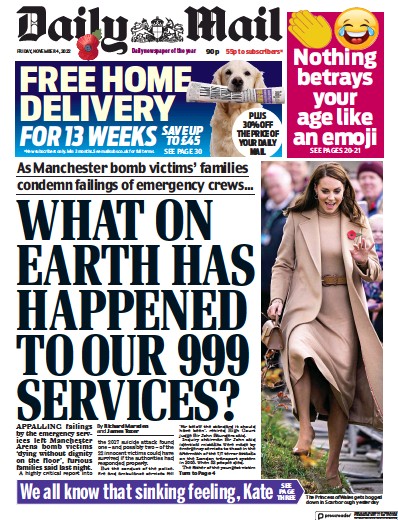 Daily Mail (UK) Front Page for 4 November 2022 | Paperboy Online Newspapers