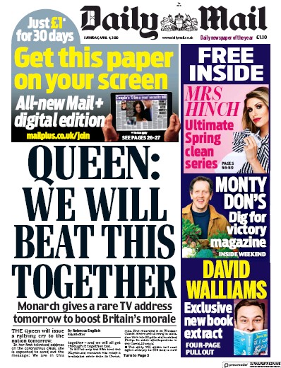 Daily Mail (UK) Front Page for 4 April 2020 | Paperboy Online Newspapers