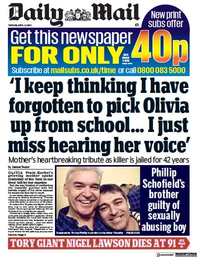 Daily Mail (UK) Front Page for 4 April 2023 | Paperboy Online Newspapers