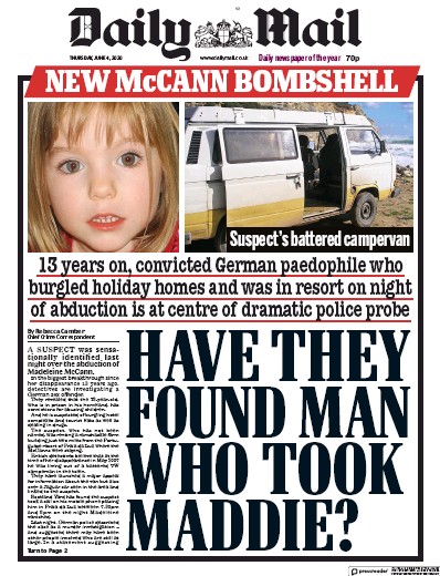 Daily Mail (UK) Front Page for 4 June 2020 | Paperboy Online Newspapers