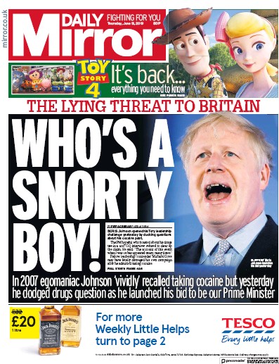 Daily Mirror (UK) Front Page for 13 June 2019 | Paperboy Online Newspapers