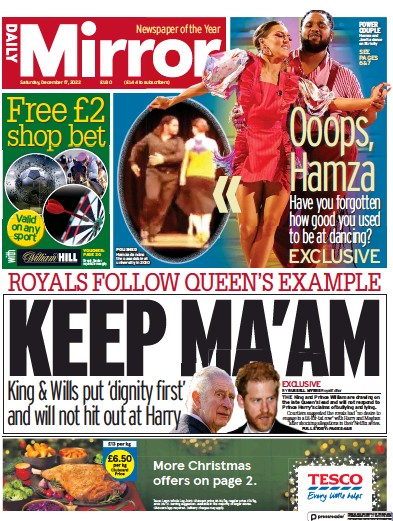 Daily Mirror (UK) Front Page for 17 December 2022 | Paperboy Online ...