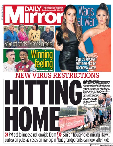 Daily Mirror (UK) Front Page for 22 September 2020 | Paperboy Online ...