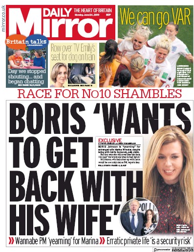 Daily Mirror (UK) Front Page for 24 June 2019 | Paperboy Online Newspapers