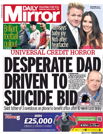 Daily Mirror (UK) Front Page for 2 January 2019 | Paperboy Online ...