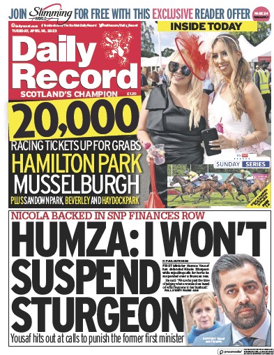 Daily Record (UK) Front Page for 18 April 2023 | Paperboy Online Newspapers
