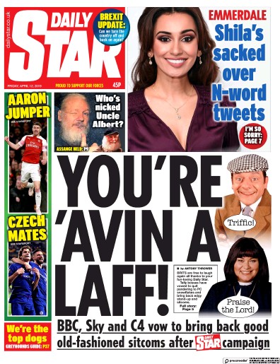 Daily Star (UK) Front Page for 12 April 2019 | Paperboy Online Newspapers