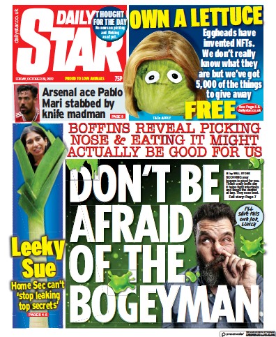 Daily Star (UK) Front Page for 28 October 2022 | Paperboy Online Newspapers