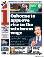 I Newspaper (UK) Front Page for 8 January 2014 | Paperboy Online Newspapers