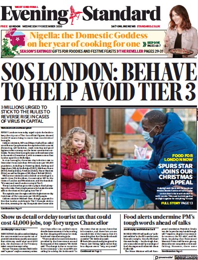 London Evening Standard (UK) Front Page for 10 December 2020 | Paperboy ...