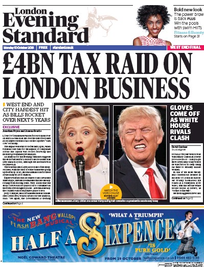 London Evening Standard (UK) Front Page for 11 October 2016 | Paperboy ...