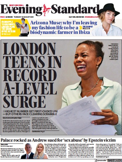 London Evening Standard (UK) Front Page for 11 August 2021 | Paperboy ...
